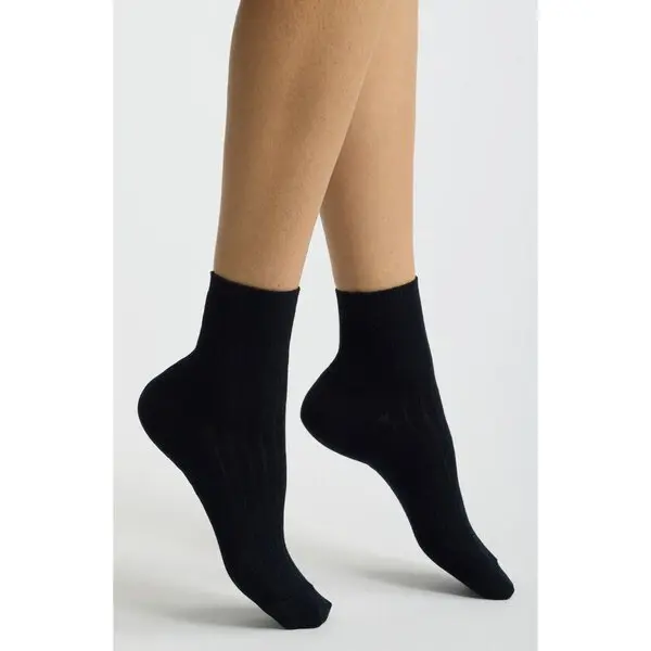 Hue Rib Crew Socks - Black