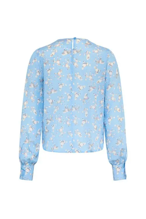MAISON COMMON Printed Cotton Silk Blend Blouse With Bow Detail