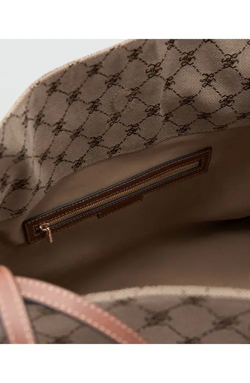 Mango Jacquard Faux Bucket Bag