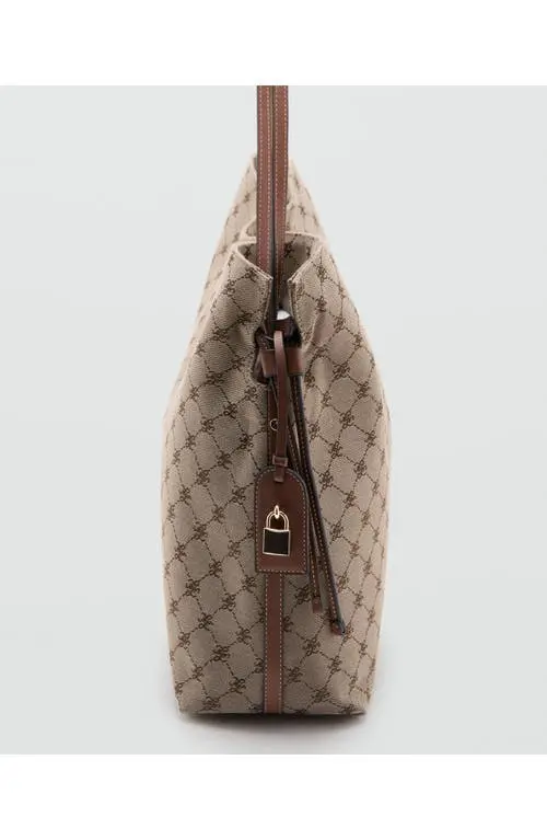 Mango Jacquard Faux Bucket Bag