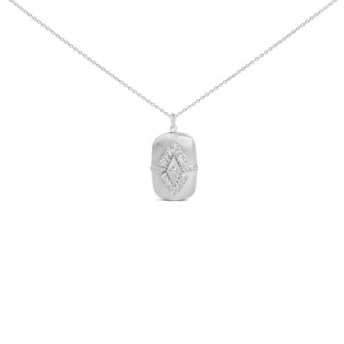 HAUS OF BRILLIANCE Sterling 3/8 Cttw Diamond Puffed Medallion Design Pendant Necklace - Silver