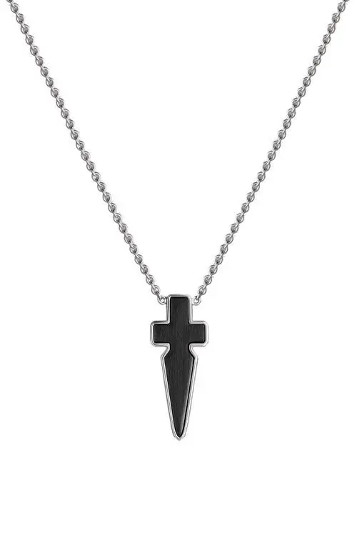 ROSEATE Strength Sterling Silver & Carbon Fiber Pendant Necklace