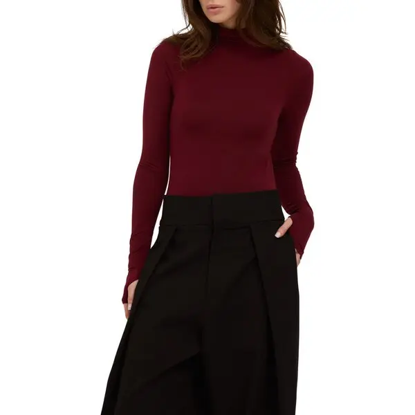 PROJECT SOCIAL T Westwood Mock Neck T-shirt - Dark Cherry