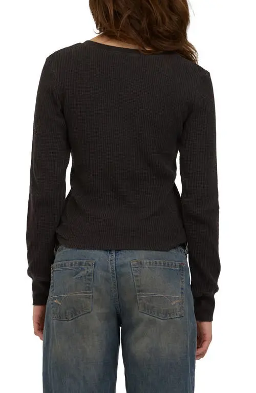 PROJECT SOCIAL T Coastal Waffle Knit Henley - Black