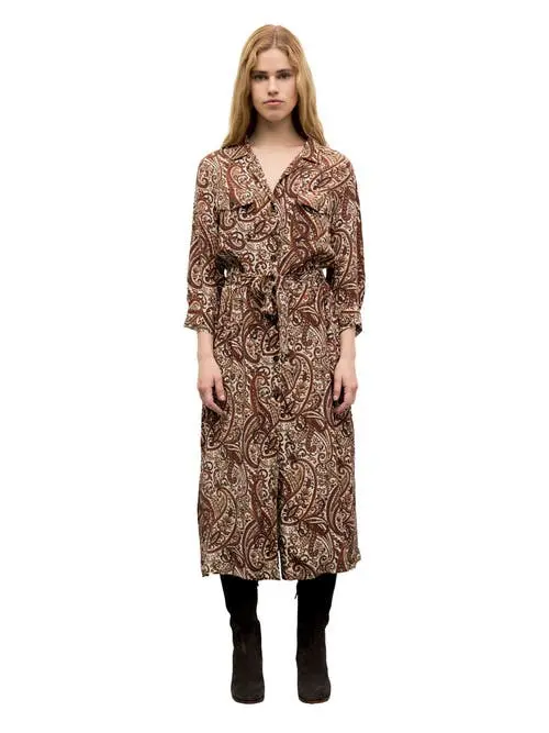 Gerard Darel Cyra 3/4 Sleeve Midi Shirt Dress