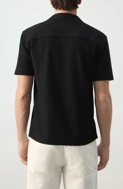 Mango Regular Fit Short Sleeve Textured Button-up Shirt - Black