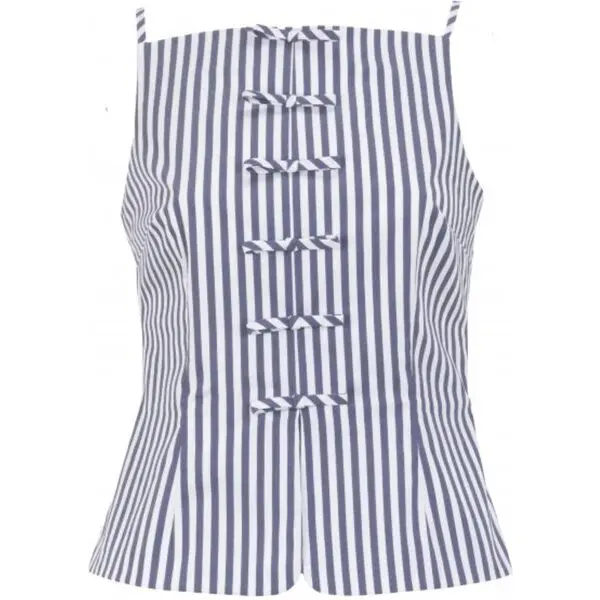 EXQUISE Emberly Spaghetti Bustier Blouse - Navy