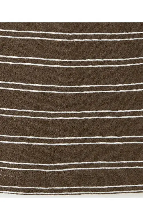 Mango Regular Fit Stripe Cotton & Linen T-shirt - Chocolate