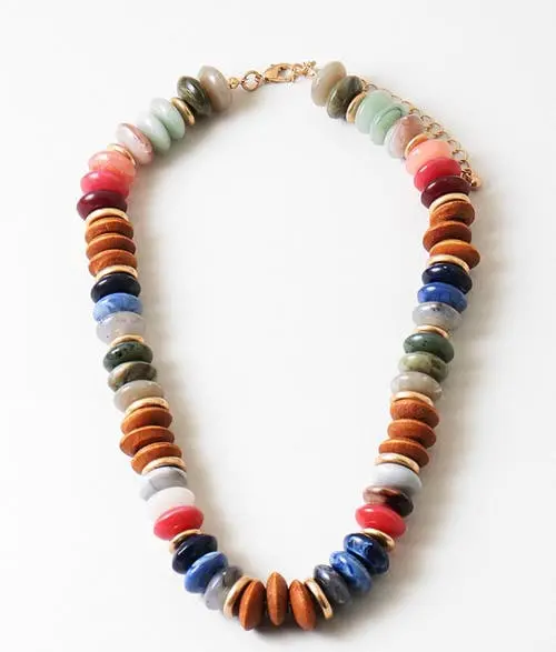 ERIN MCDERMOTT JEWELRY Wood And Neutral Beaded Necklace