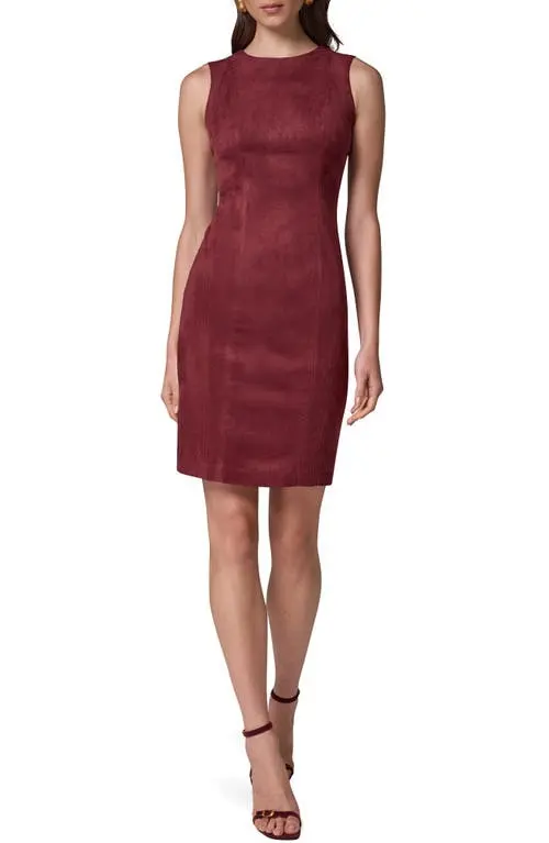 Donna Karan New York Sleeveless Faux Suede Sheath Dress - Blk Cherry