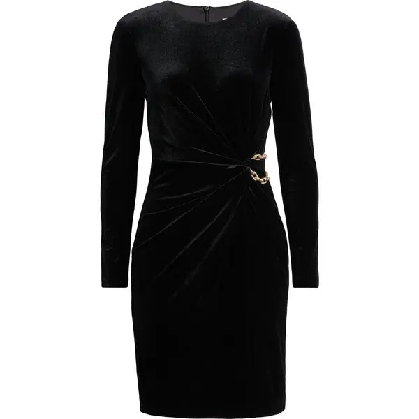 Eliza J Pleated Velvet Cocktail Dress
