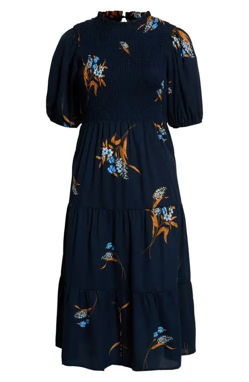 SUGARLIPS Dusk Bloom Floral Smocked Tiered Dress
