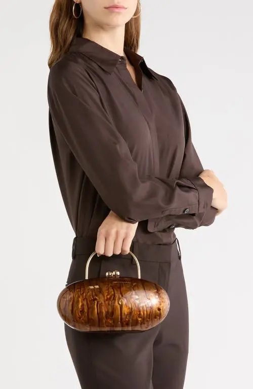 OLGA BERG Imelda Acrylic Top Handle Bag - Chocolate
