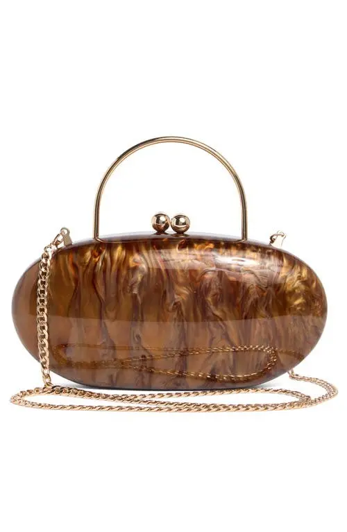 OLGA BERG Imelda Acrylic Top Handle Bag - Chocolate