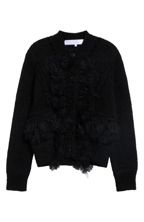 Tao Comme Des Garçons Ruffled Wool Blend Cardigan