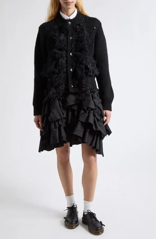 Tao Comme Des Garçons Ruffled Wool Blend Cardigan