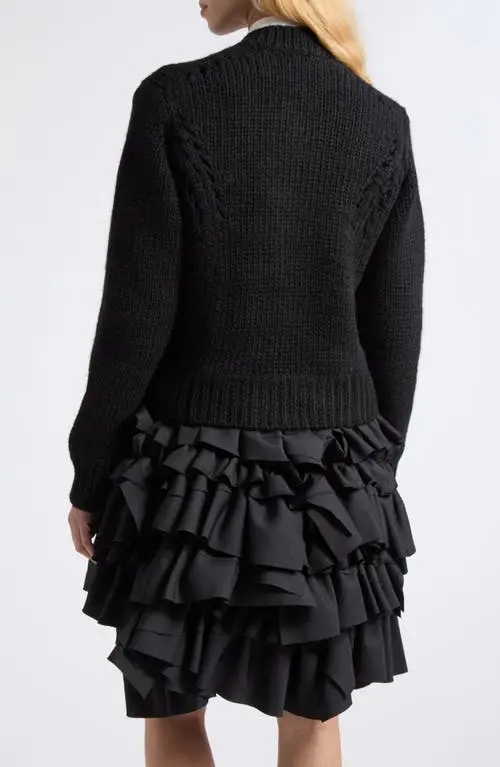 Tao Comme Des Garçons Ruffled Wool Blend Cardigan