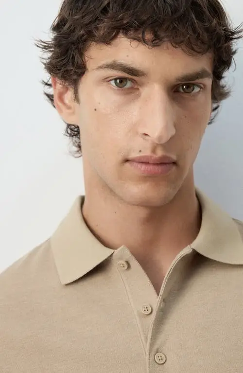 Mango Textured Polo - Beige
