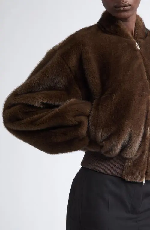 Stella McCartney Plush Faux Fur Bomber Jacket