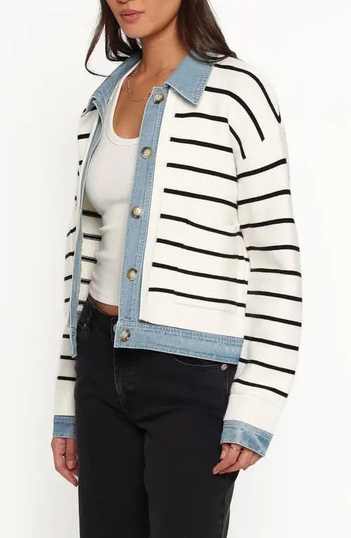 PETAL & PUP Uma Denim Collar Cardigan