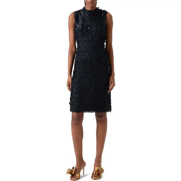 Akris Layered Organza Tile Sheath Dress - Black