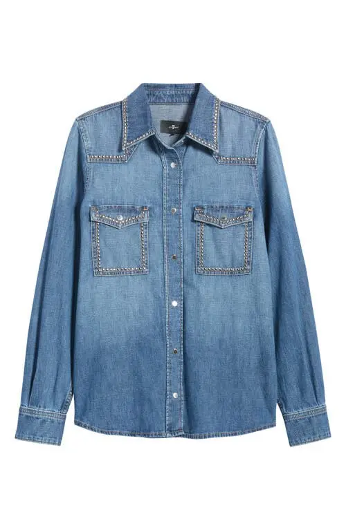7 For All Mankind Studded Western Denim Shirt