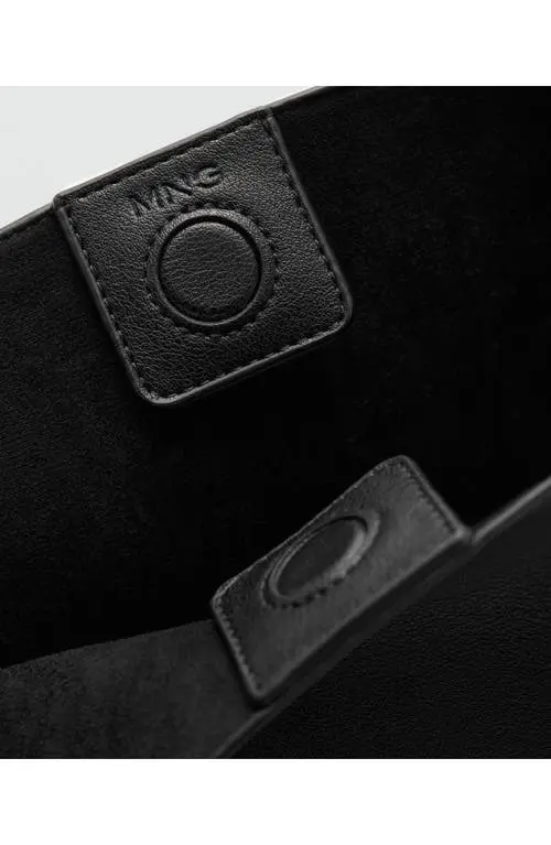Mango Dalma Faux Leather Sack Bag - Black