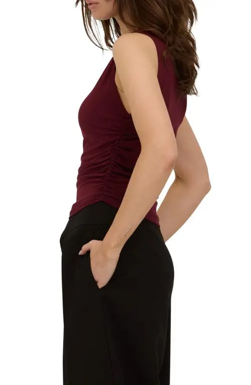 PROJECT SOCIAL T Wyatt Ruched Side Tank - Dark Cherry