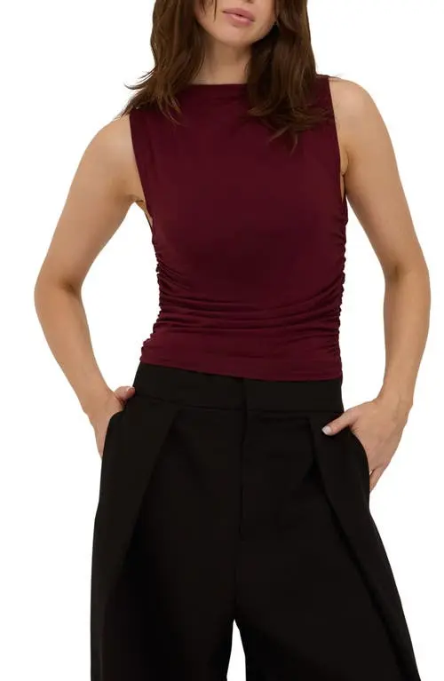 PROJECT SOCIAL T Wyatt Ruched Side Tank - Dark Cherry