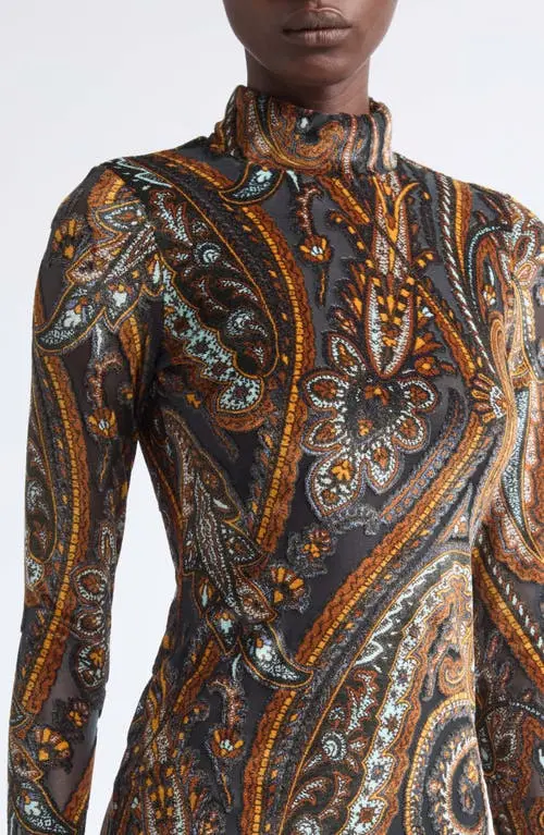 Etro Mock Neck Jersey Dress - Blue