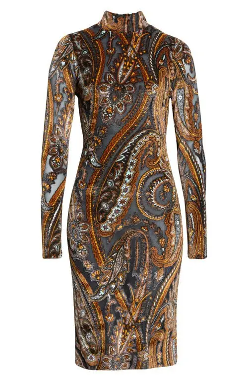 Etro Mock Neck Jersey Dress - Blue