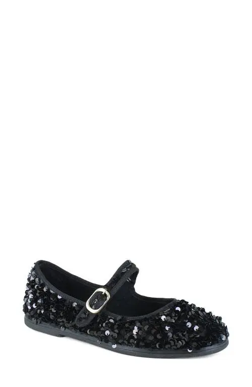 NATIONAL COMFORT Sequin Embellished Mary Jane Flat - Black