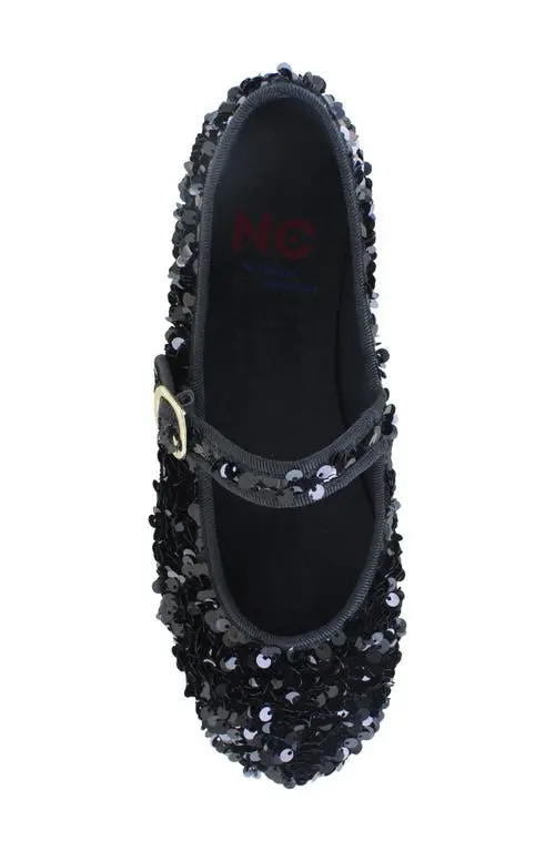 NATIONAL COMFORT Sequin Embellished Mary Jane Flat - Black