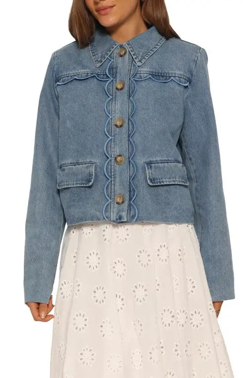 PETAL & PUP Heidi Scalloped Trim Denim Jacket