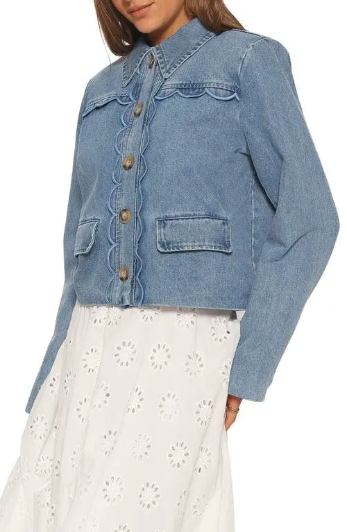 PETAL & PUP Heidi Scalloped Trim Denim Jacket