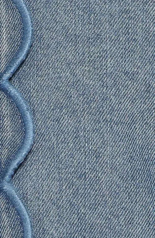 PETAL & PUP Heidi Scalloped Trim Denim Jacket