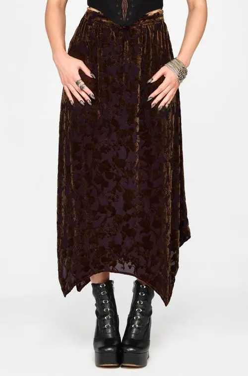 DISTURBIA Sienna Devore Hanky Hem Midi Skirt