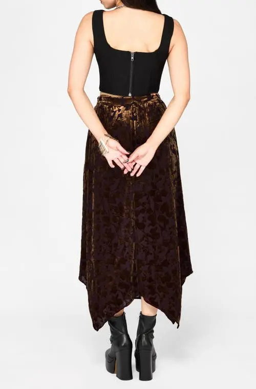 DISTURBIA Sienna Devore Hanky Hem Midi Skirt