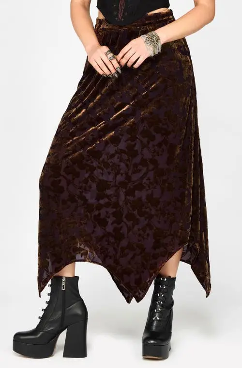 DISTURBIA Sienna Devore Hanky Hem Midi Skirt