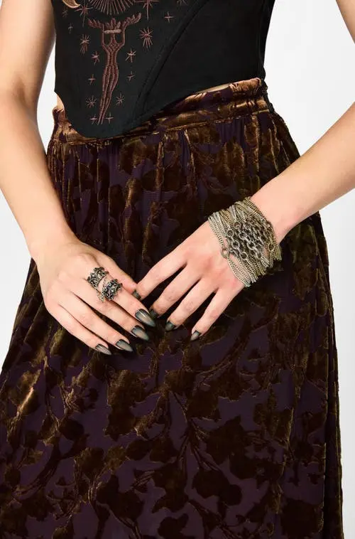 DISTURBIA Sienna Devore Hanky Hem Midi Skirt