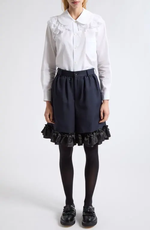 Comme Des Garçons Cotton Broadcloth Shirt With Lace Ruffles