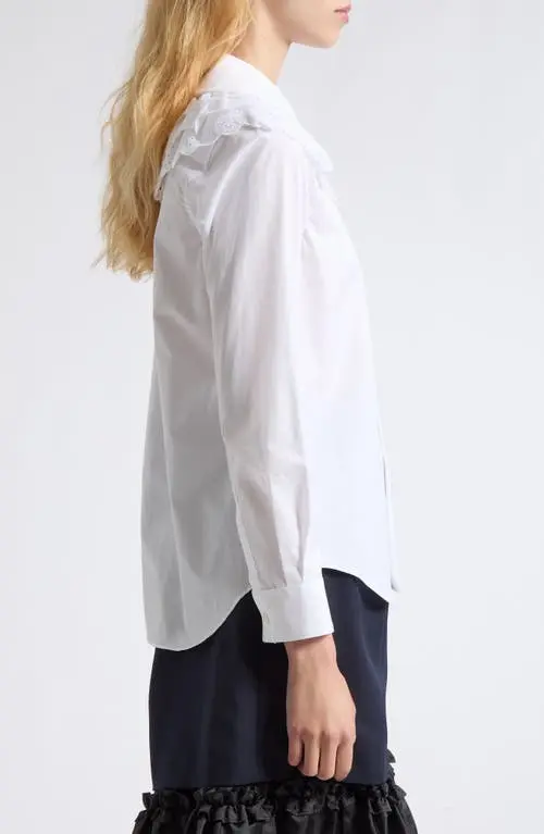 Comme Des Garçons Cotton Broadcloth Shirt With Lace Ruffles