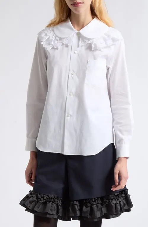 Comme Des Garçons Cotton Broadcloth Shirt With Lace Ruffles