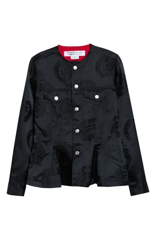 Comme Des Garçons Dragon Jacquard Peplum Jacket - Black