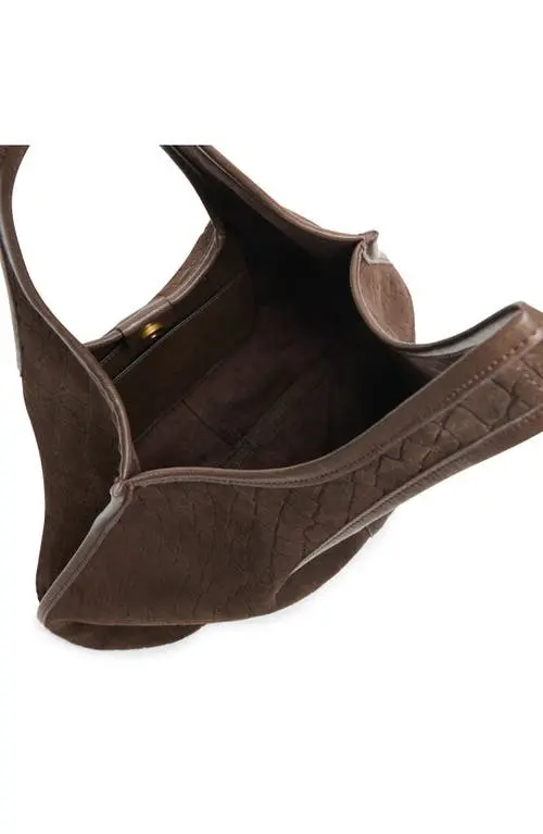 Dolce Vita Pava Croc Embossed Suede Shoulder Bag