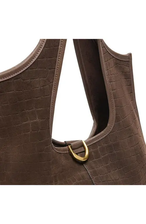 Dolce Vita Pava Croc Embossed Suede Shoulder Bag