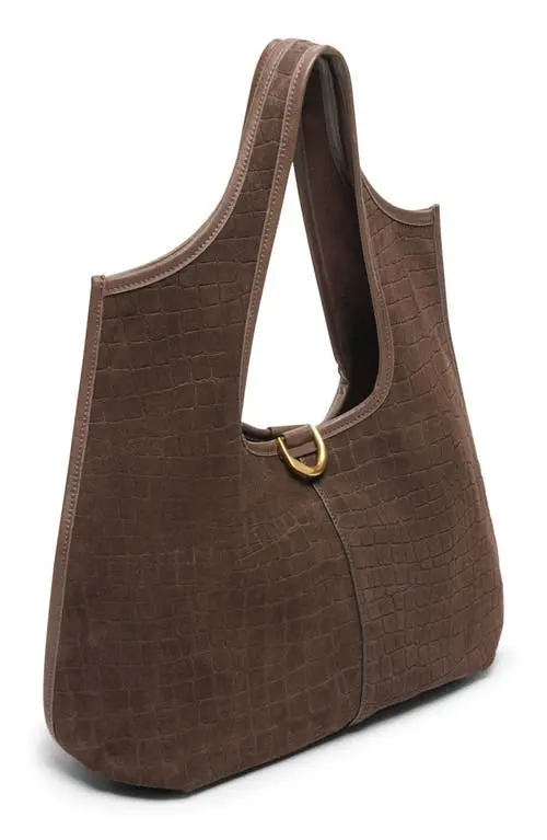 Dolce Vita Pava Croc Embossed Suede Shoulder Bag
