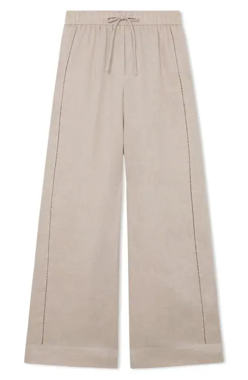 REISS Riley Ladder Stitch Wide Leg Linen Pants