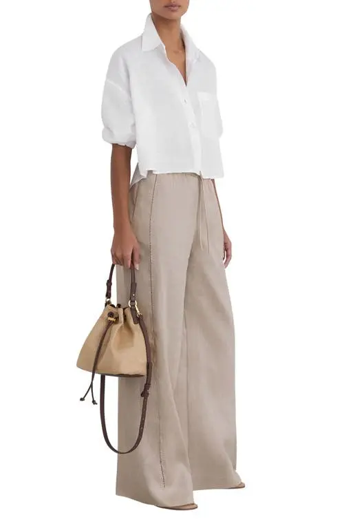 REISS Riley Ladder Stitch Wide Leg Linen Pants