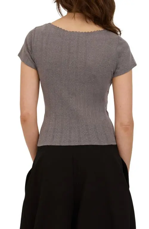 PROJECT SOCIAL T Arden Lace Trim T-shirt - Heather Grey